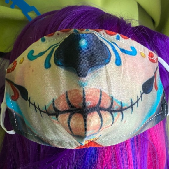 Hand Crafted | Accessories | Gothic Tattoo Scary Creepy Face Mask W 2 ...